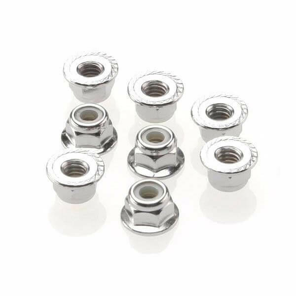 8 Écrous nylstop acier epaulés 4mm M4 - Traxxas 3647